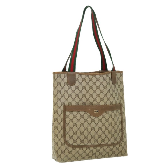 Gucci | Bags | Gucci Gg Canvas Web Sherry Line Tote Bag Pvc Leather Beige 39 2 003 Auth Ep555 ...